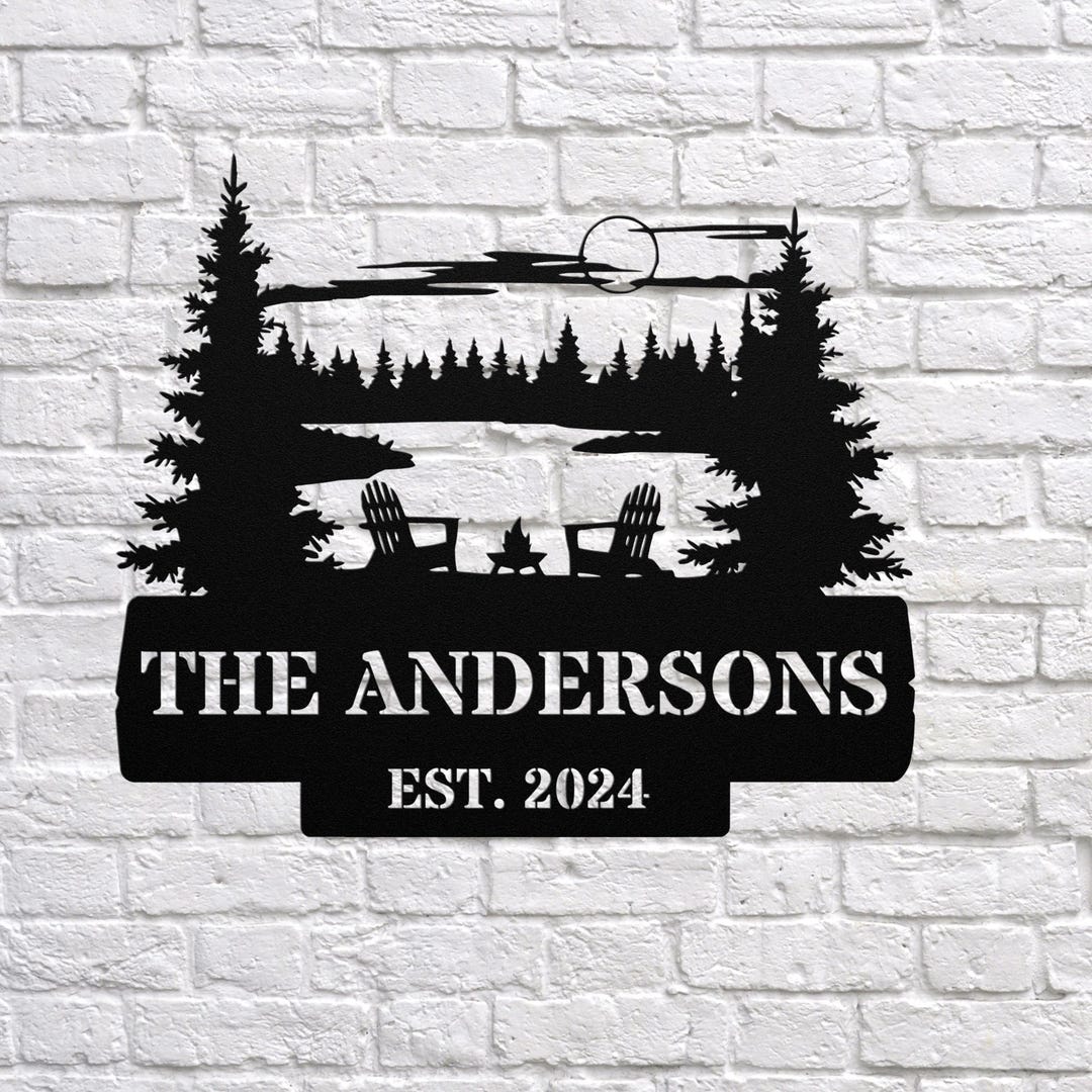 Custom Lake House Name Sign, Personalized Lake House Metal Sign, Forest ...