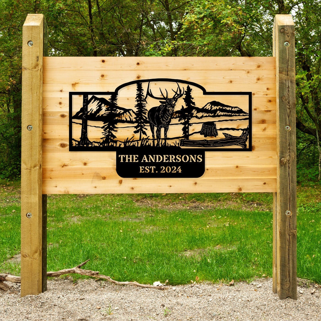 Last Name Signs for Home, Elk Forest Custom Metal Name Signs ...