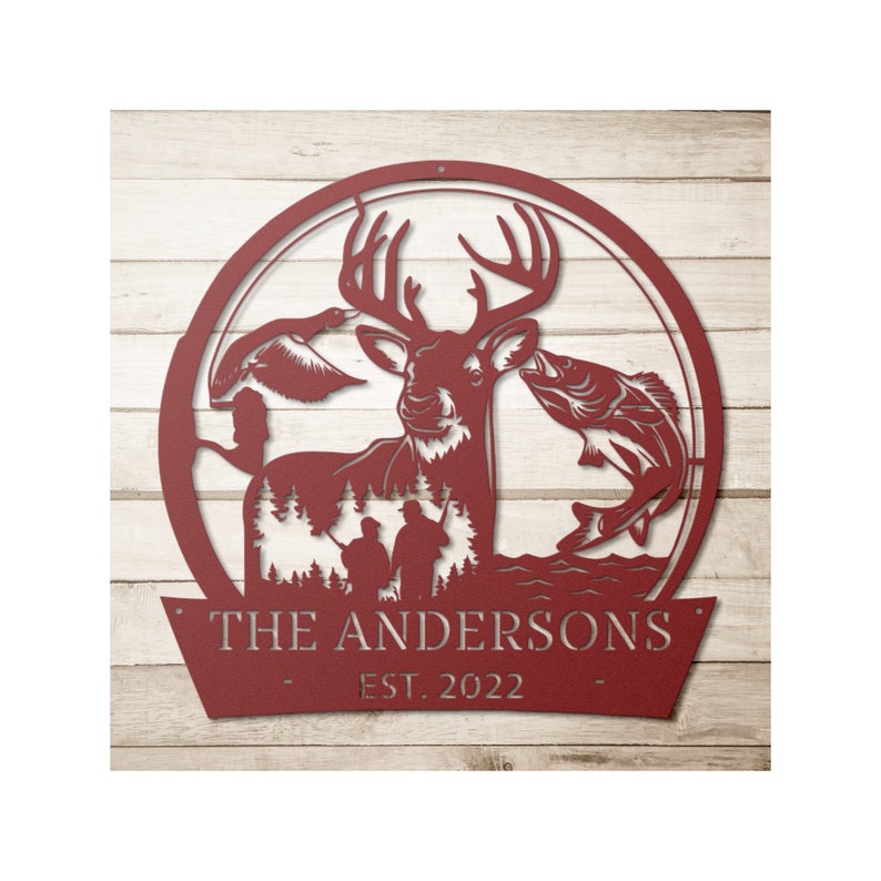 Personalized Deer Metal Cabin Sign Outdoor Hunter Hunting Head Antlers ...