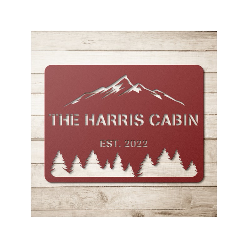 Personalized Metal Cabin Sign - Mountain Wedding Established Date Wall ...