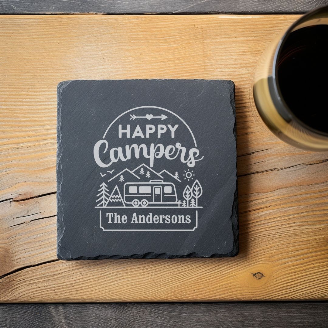Custom RV Camper Coaster, Custom Coaster, Happy Camper Coasters, Custom ...