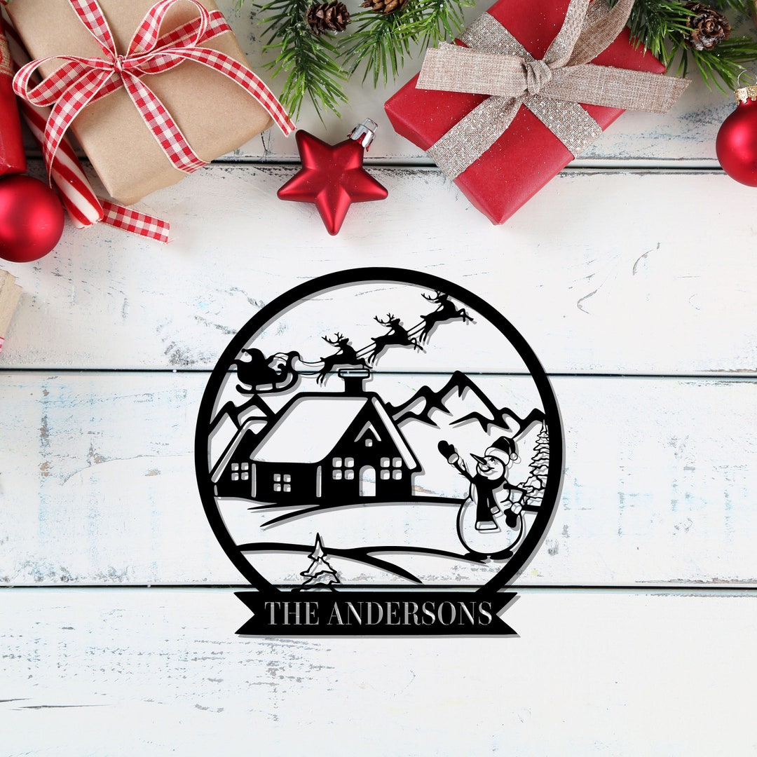 Personalized Merry Christmas Metal Sign, Christmas Tree Metal Sign ...