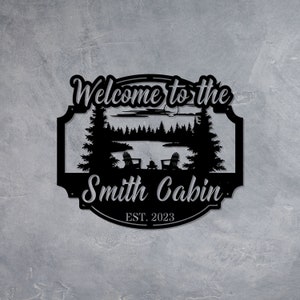 Cabin Sign, Cabin Lake House, Personalized Cabin Metal Sign, Lodge ...