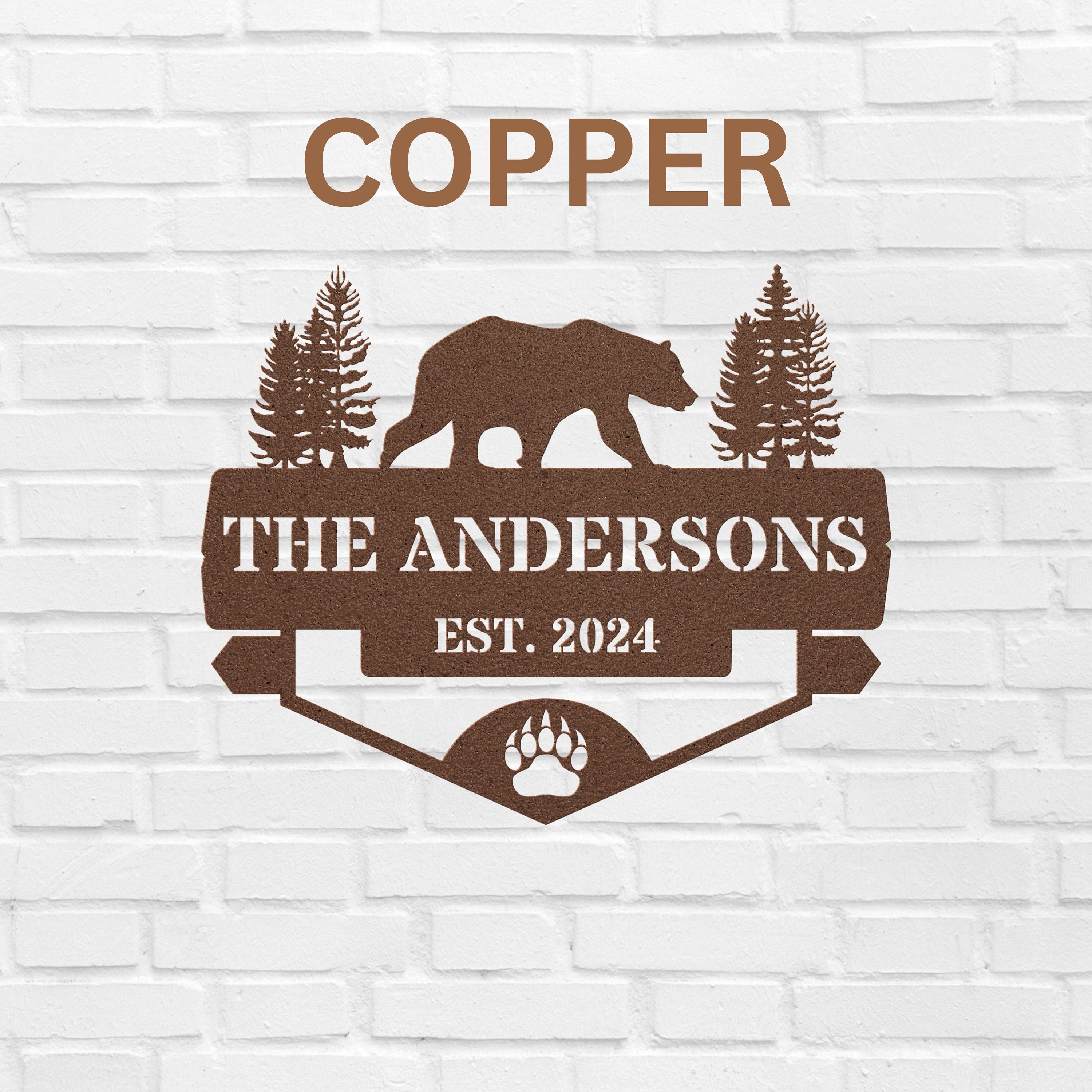 Wilderness Bear Cabin Sign, Mountain Decor Personalized Metal Bear Sign ...