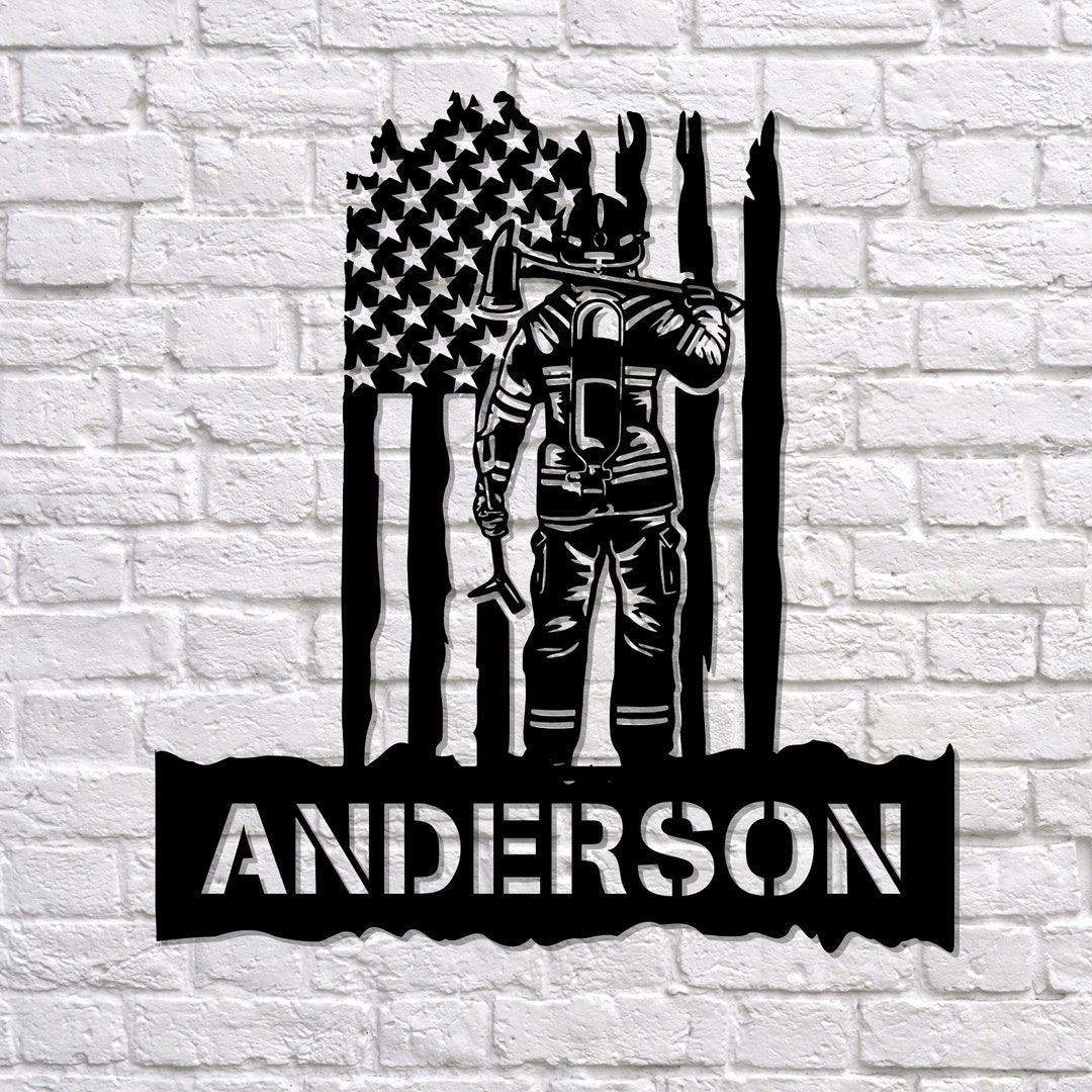 Firefighter Monogram Personalized Metal Sign - Fireman, Firewoman ...