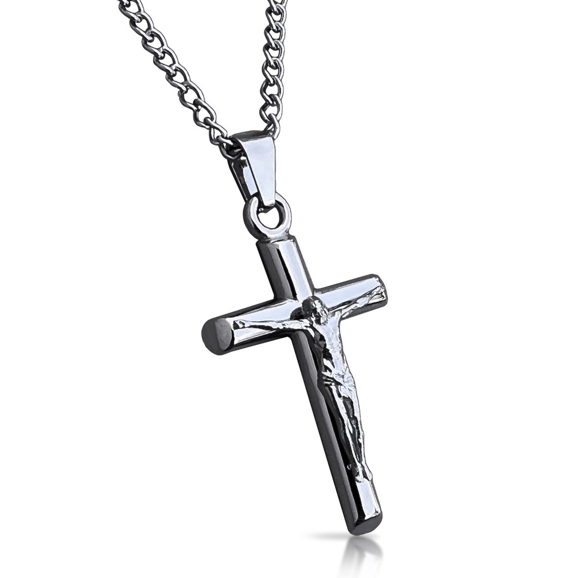 Crucifix Pendant With Chain Necklace - Stainless Steel - Etsy