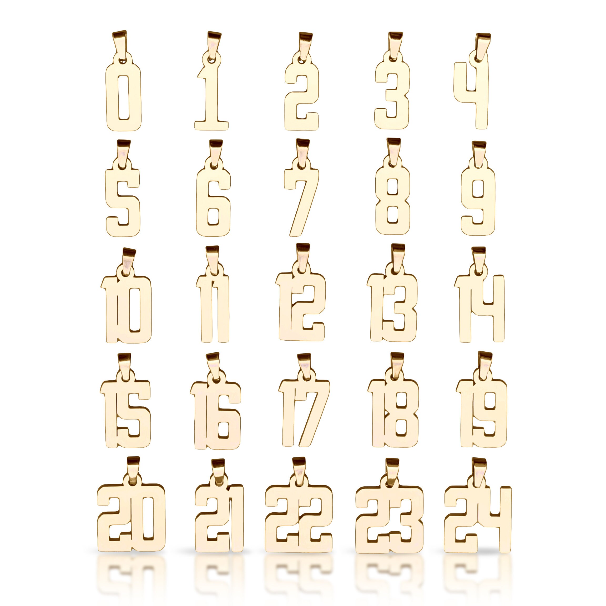 14K Gold Plated Number Pendant With Chain Necklace - Stainless Steel ...