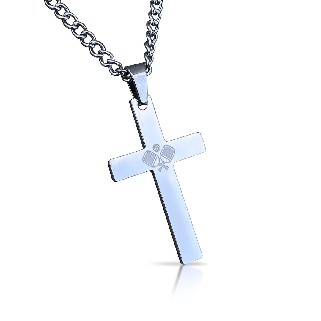 Pickleball Cross Pendant With Chain Necklace - Stainless Steel ...