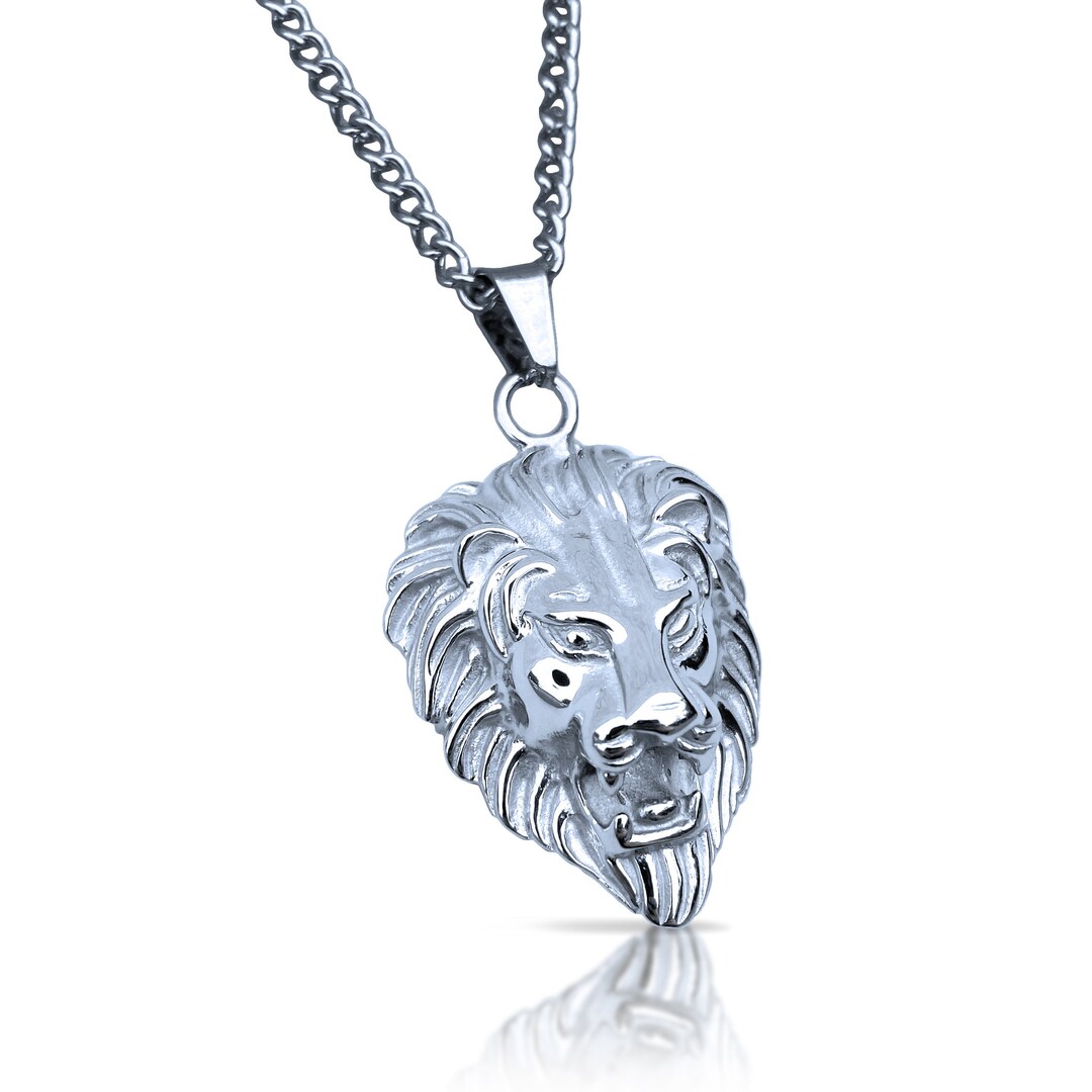 Lion Pendant With Chain Necklace - Stainless Steel - Etsy