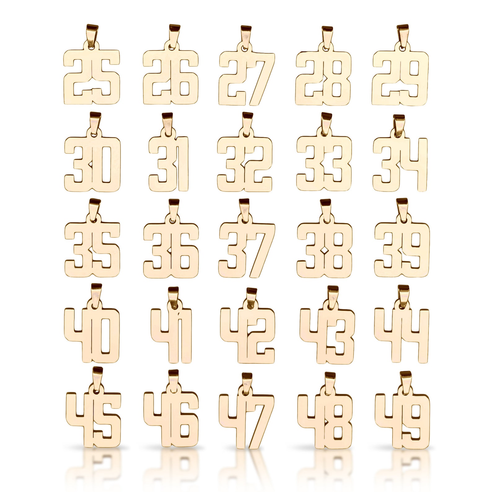 14K Gold Plated Number Pendant With Chain Necklace - Stainless Steel ...