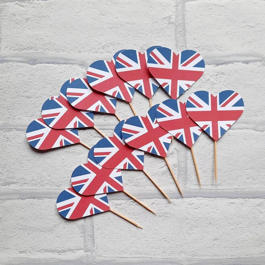 Union Jack Tea Party Cupcake Cake Topper Toppers Garden Street Party ...