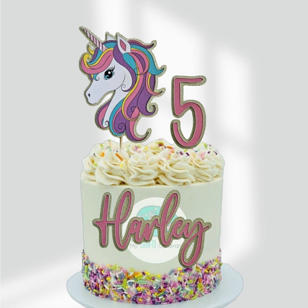 Unicorn Personalised Cake Topper Set Toppers Birthday Decoration Decor ...
