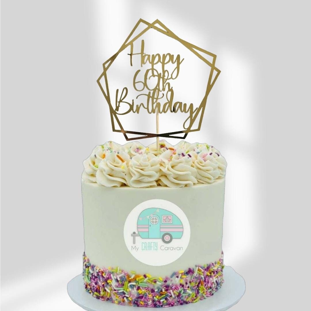 Personalised Cake Topper Pentagon Any Wording Any Age Any Colour ...