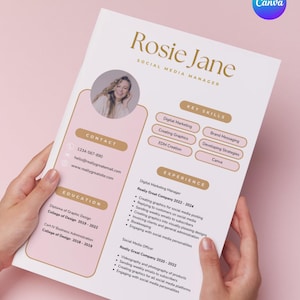 Creative Resume Template, Editable Modern CV Template for Canva ...