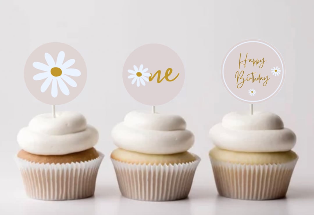 Daisy Party Cupcake Topper Printable, Daisy Birthday, Printable Cake ...