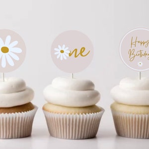 Daisy Party Cupcake Topper Printable, Daisy Birthday, Printable Cake ...