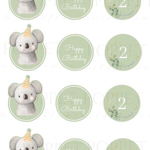 Koala Party Cupcake Topper Printable, Koala Birthday, Printable Cake ...