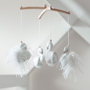 Baby Mobile- Swan Mobile- Nursery Swan Decor- Baby Girl Mobile- Swan ...