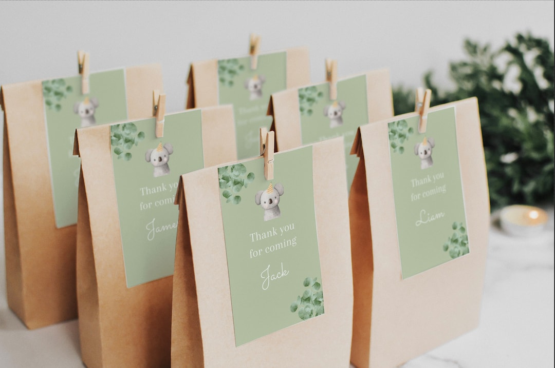 Party Bag Labels, Koala Birthday, Koala Party Theme, Koala Birthday ...
