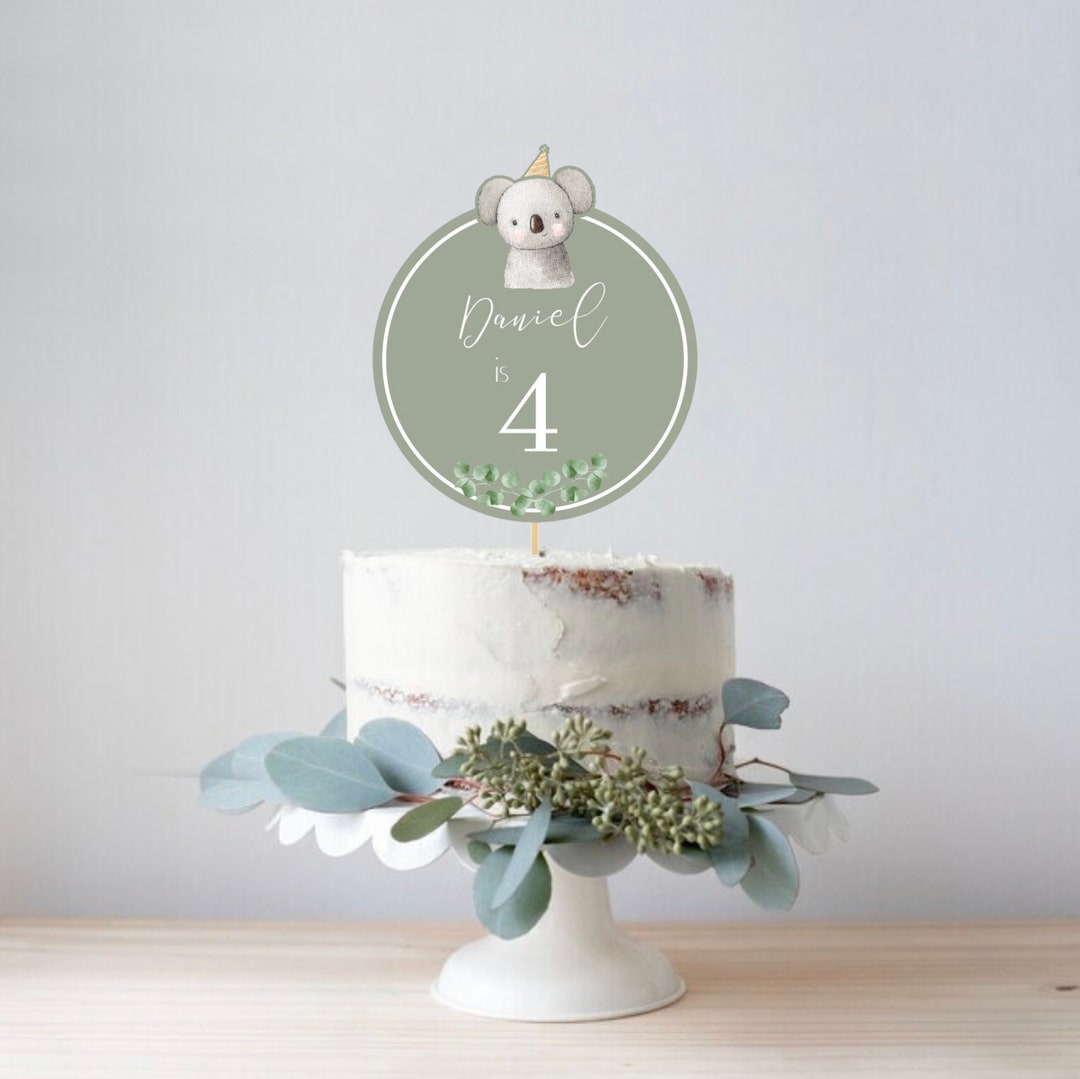 Koala Party Cake Topper Printable, Koala Birthday, Printable Cake ...