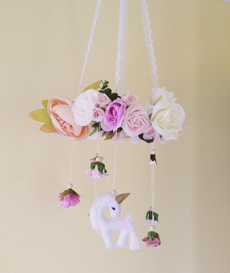 Baby Mobile- Unicorn Flower Mobile- Floral Mobile- Unicorn Nursery ...