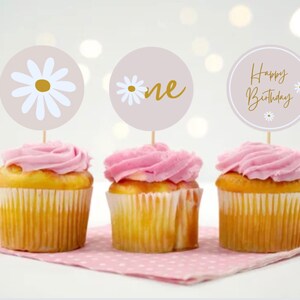 Daisy Party Cupcake Topper Printable, Daisy Birthday, Printable Cake ...