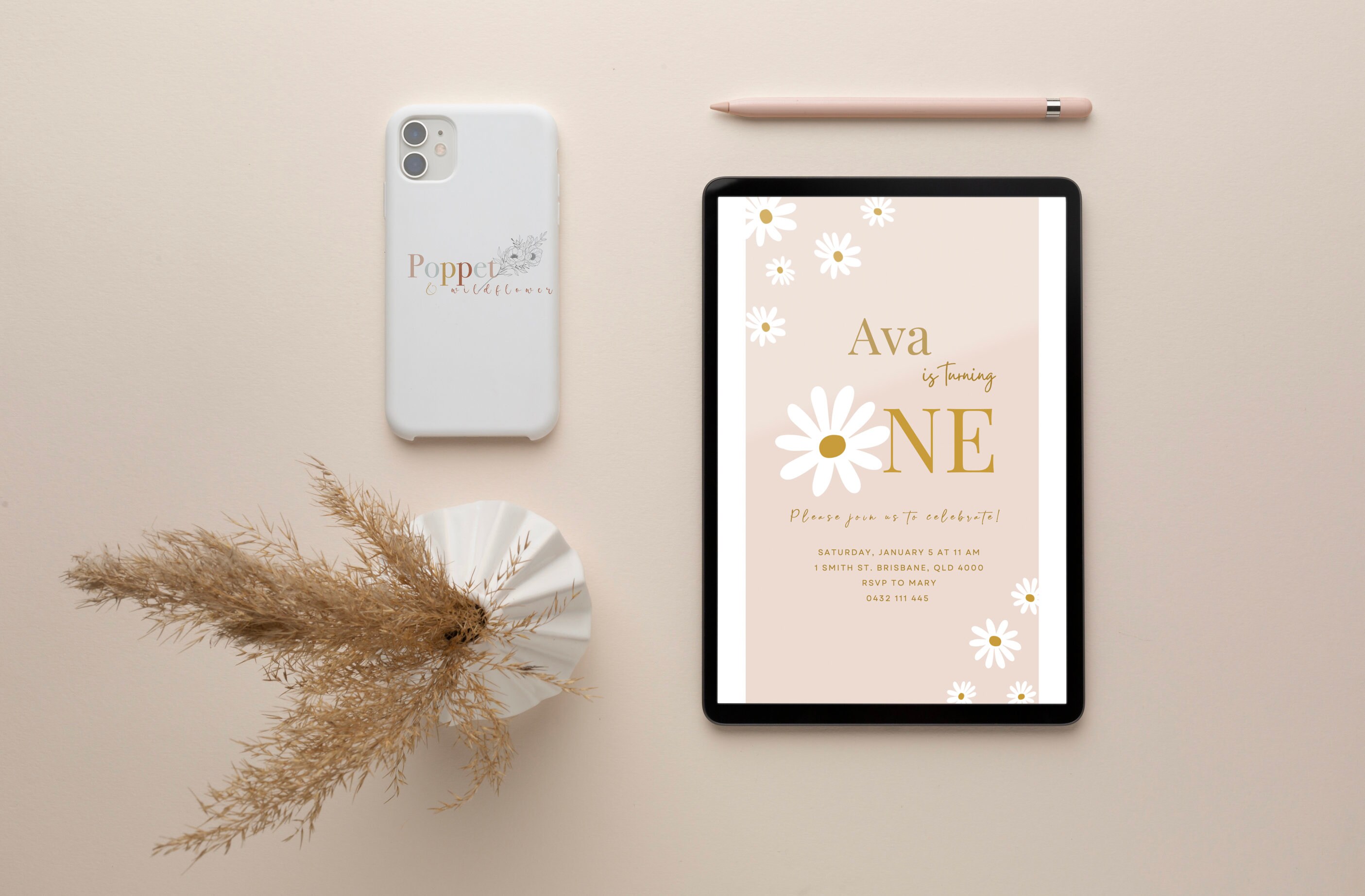 Digital Party Invite Birthday Invite Daisy Party Invite - Etsy Australia