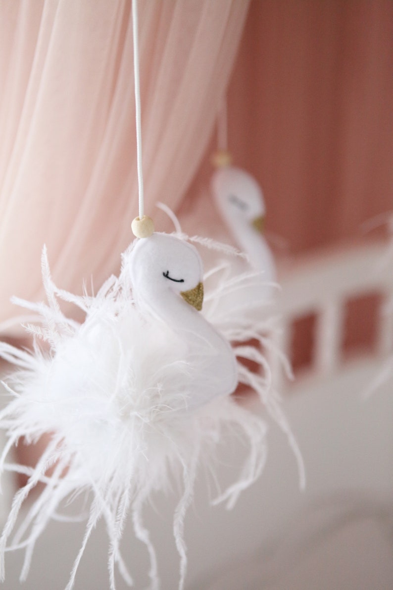 Gift for Baby, New Mum Gift, Swan Nursery Baby Mobile, White Swan ...