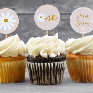 Daisy Party Cupcake Topper Printable, Daisy Birthday, Printable Cake ...