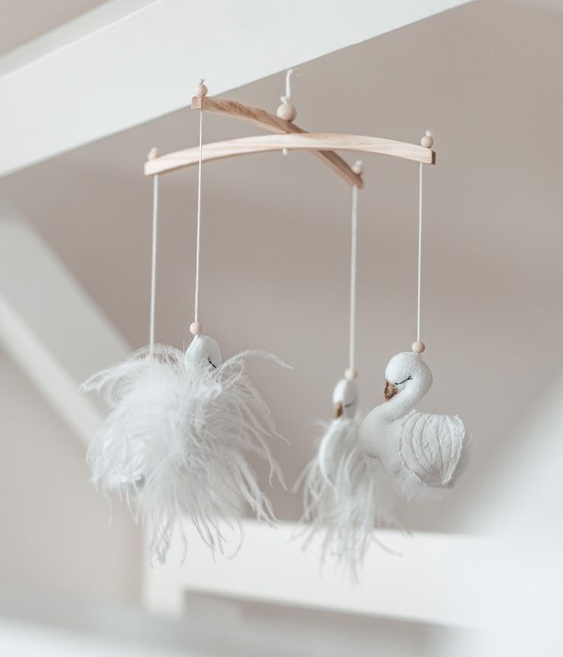 Baby Mobile Swan Mobile Nursery Swan Decor Baby Girl - Etsy