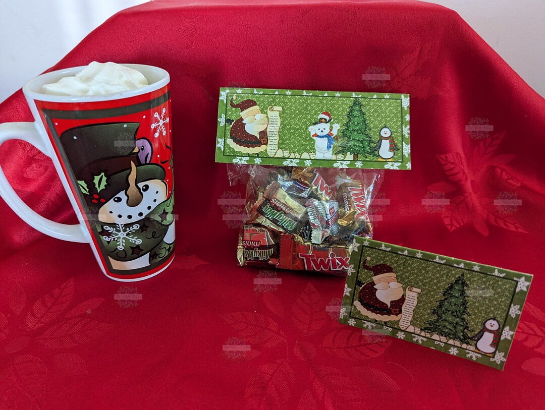 Happy Holidays Santa List Bag Topper, Treat Bags Topper, Christmas ...