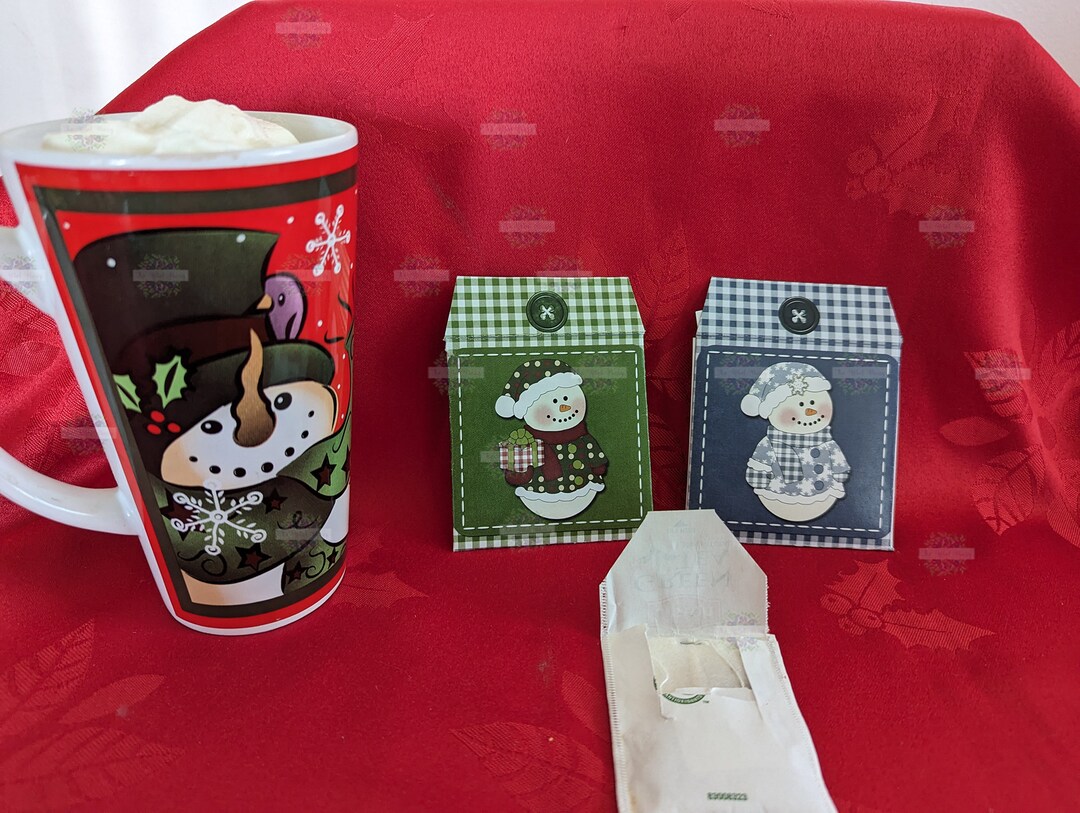 Snowman Tea Bag Wrapper, Holiday Tea Bag Envelope, Christmas, Tea Bag ...
