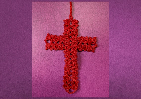 Red Handcrocheted Cross Bookmark for Churches Baptisms - Etsy