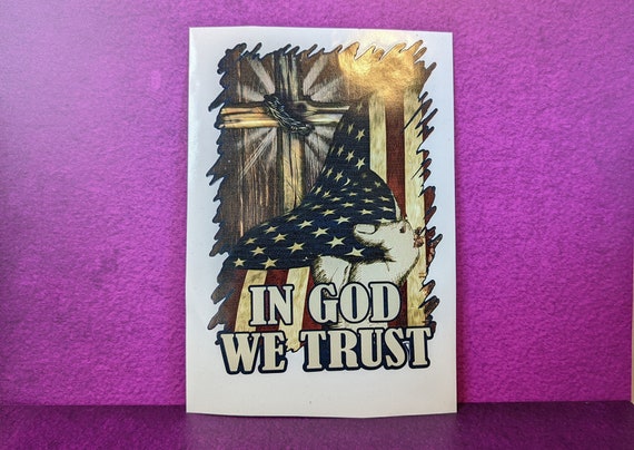 In God We Trust Flag and Cross Decal Sticker Patriotic | Etsy