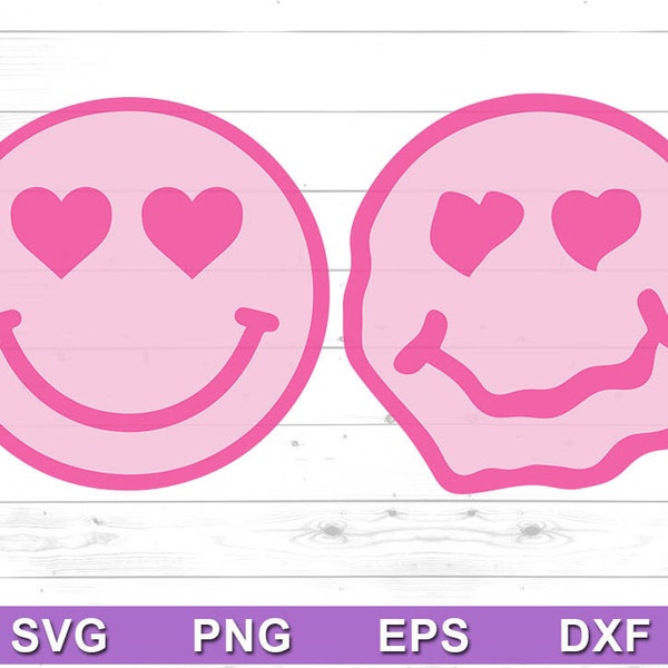 Smiley Face Heart Eyes Svg - Etsy