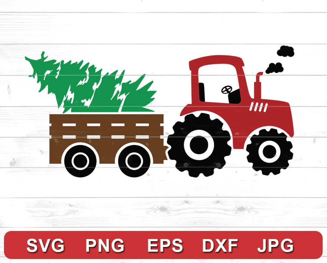 Cute Tractor With a Christmas Tree Svg | Christmas Decor Svg | Cutting ...
