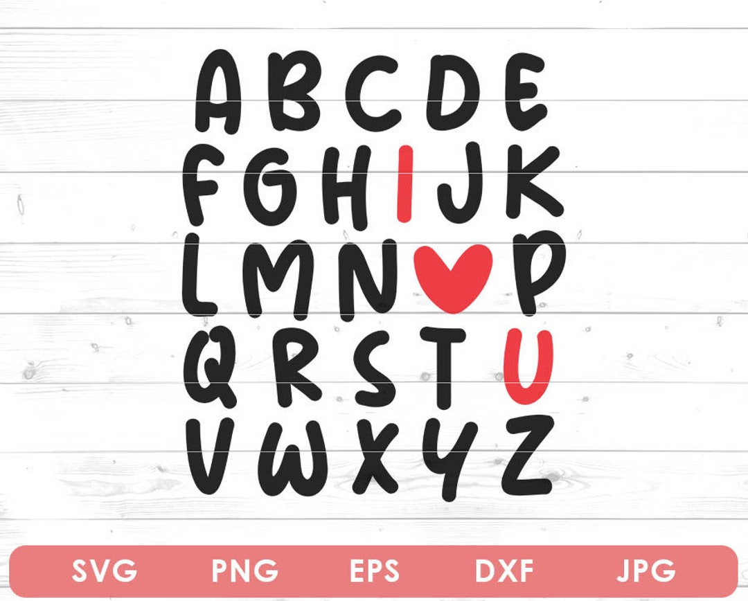 ABC I Love You Svg Cut File Valentine Svg Heart ABC Svg - Etsy
