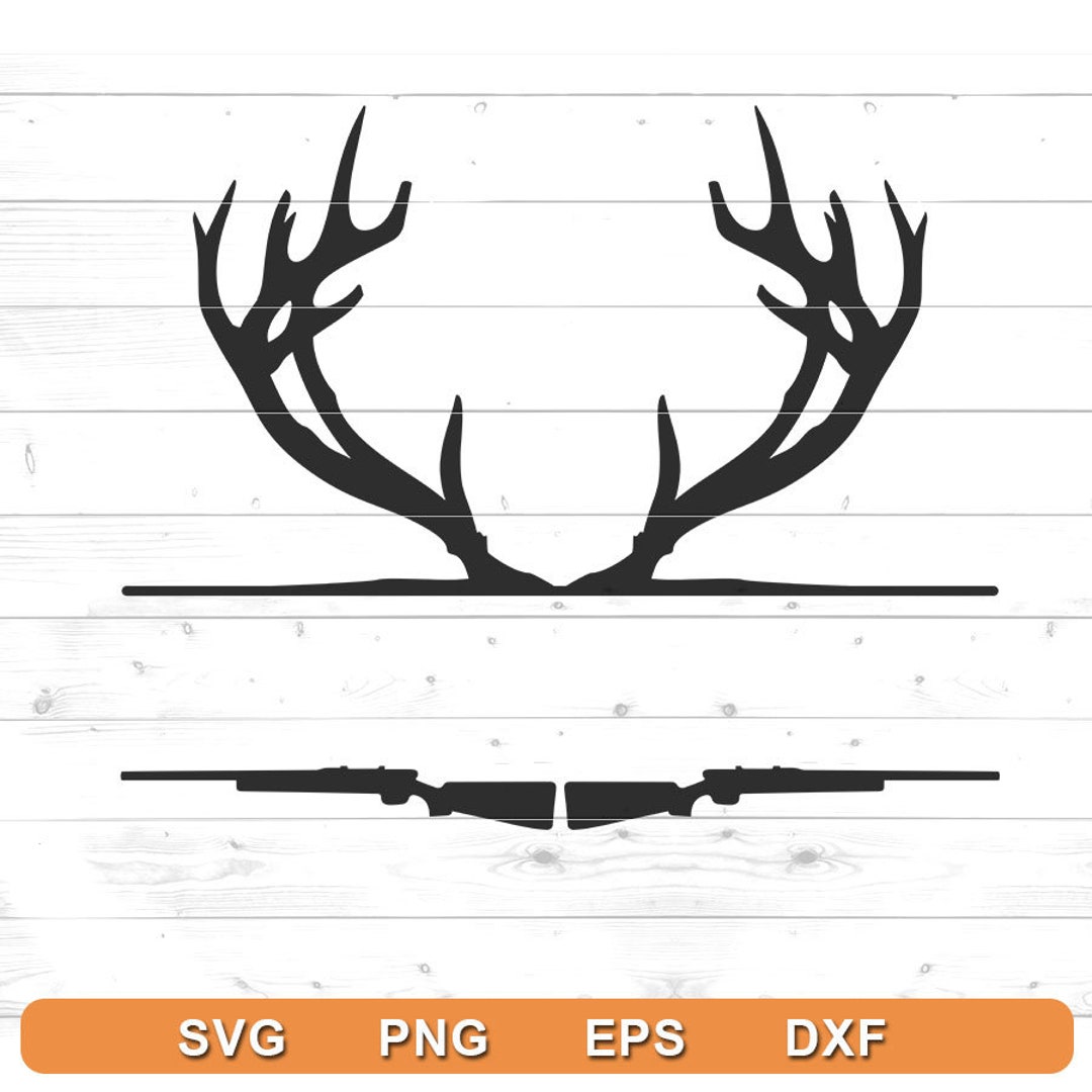 Deer Hunting Frame SVG - Antler Svg, Buck Svg, Hunting Monogram Frame Deer Rifle Cut Files for ...