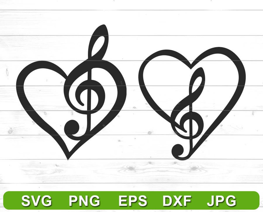 Music Note Heart SVG Cut Files - Musical Note Heart SVG - Svg Jpg Dxf ...