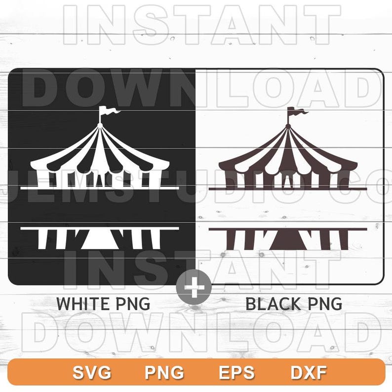 Circus Tent Split Frame SVG Clipart: Cricut & Silhouette Files (digital ...