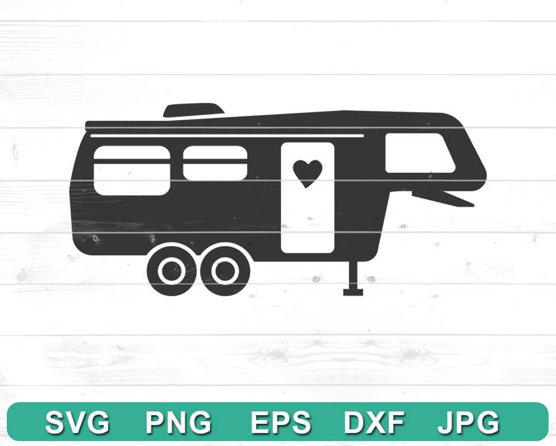 Fifth Wheel Rv Camper Svg File Vector Art For Cricut Camping Svg