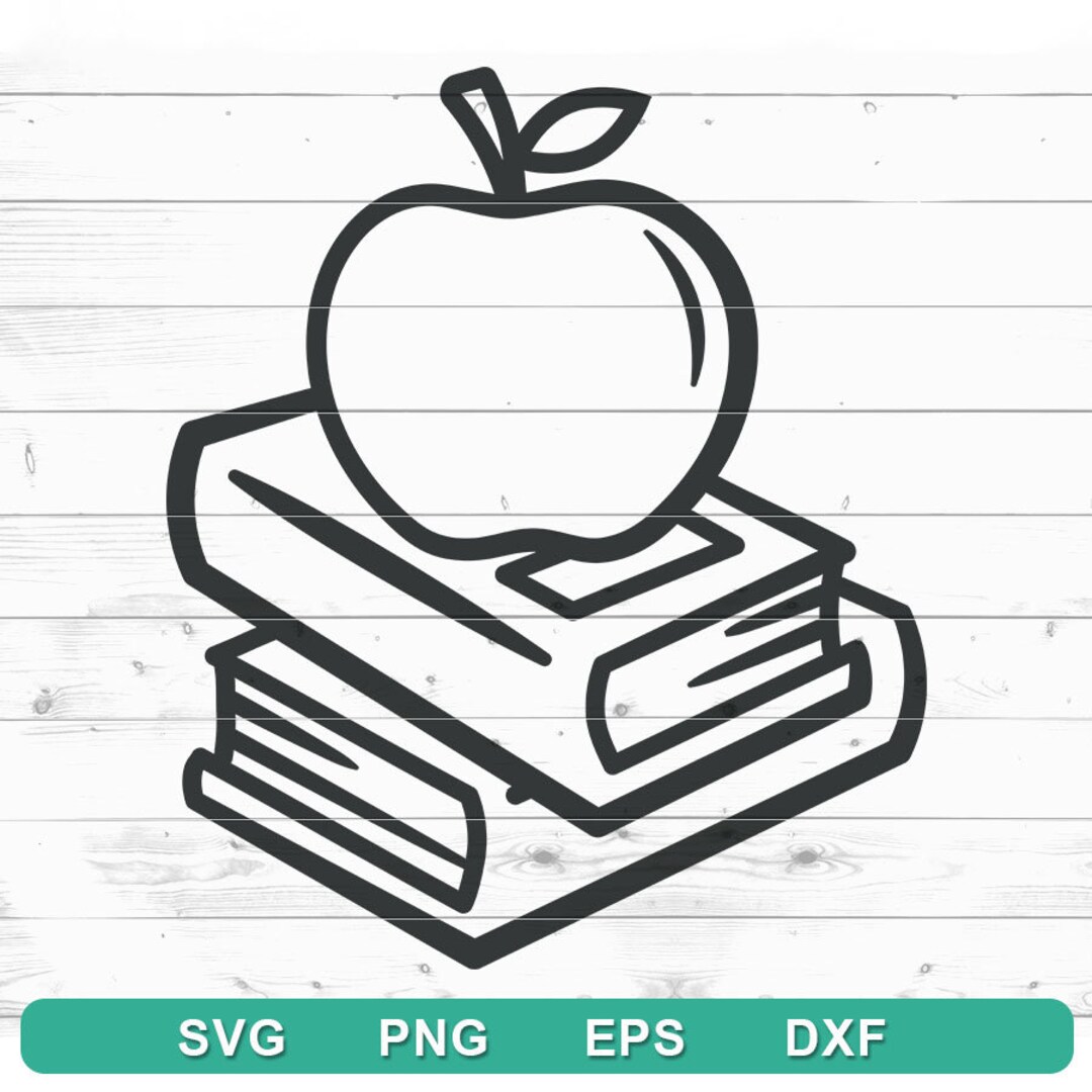 Apple on Books SVG: School Cut File (digital Download) - Etsy