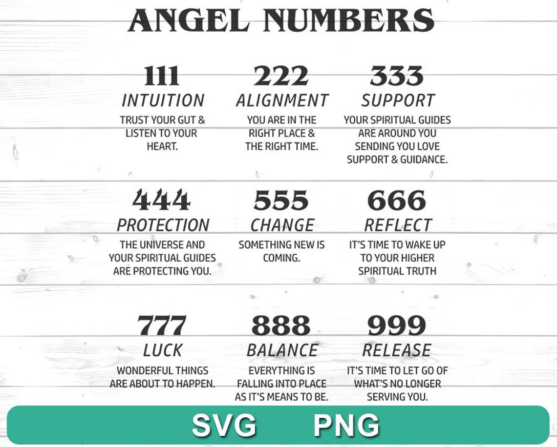 Angel Numbers Chart SVG Angel Number Hoodie Design Angel - Etsy