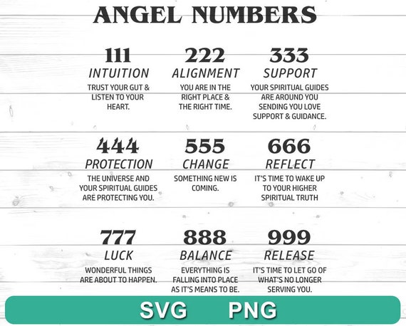 Angel Numbers Chart SVG Angel Number Hoodie Design Angel - Etsy
