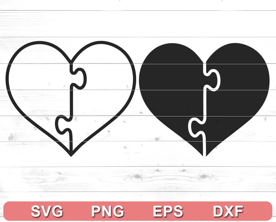 Puzzle Heart SVG Puzzle Heart Clipart Shirt Design - Etsy