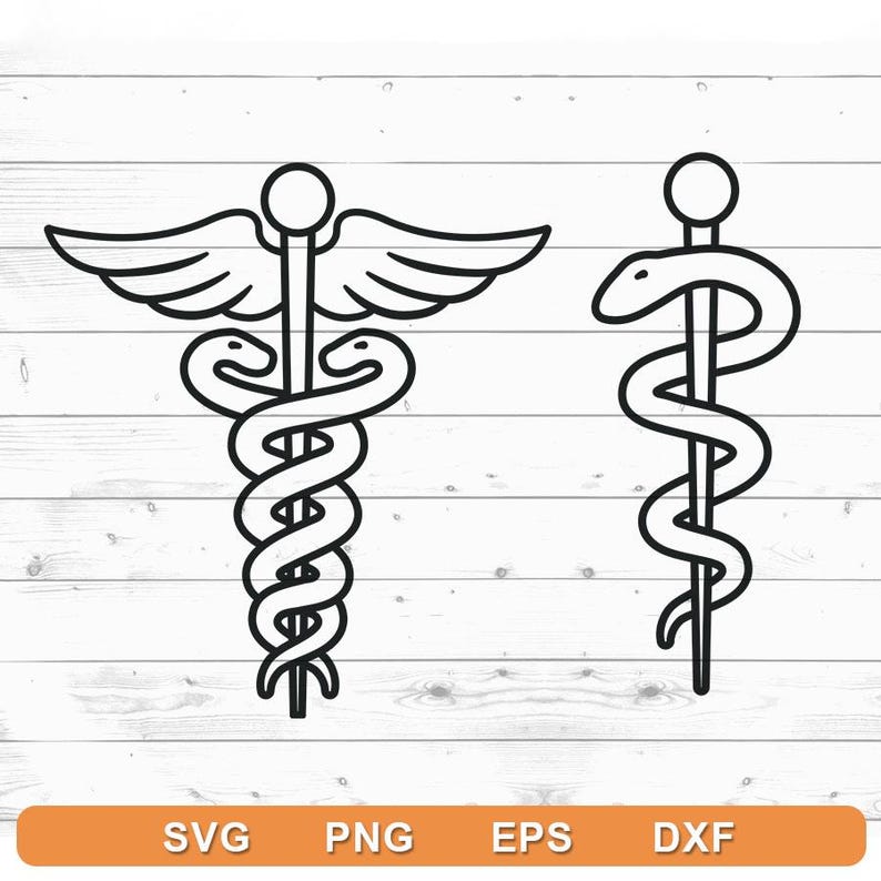 Rod of Asclepius & Caduceus SVG: Medical Symbol Files (digital Download ...