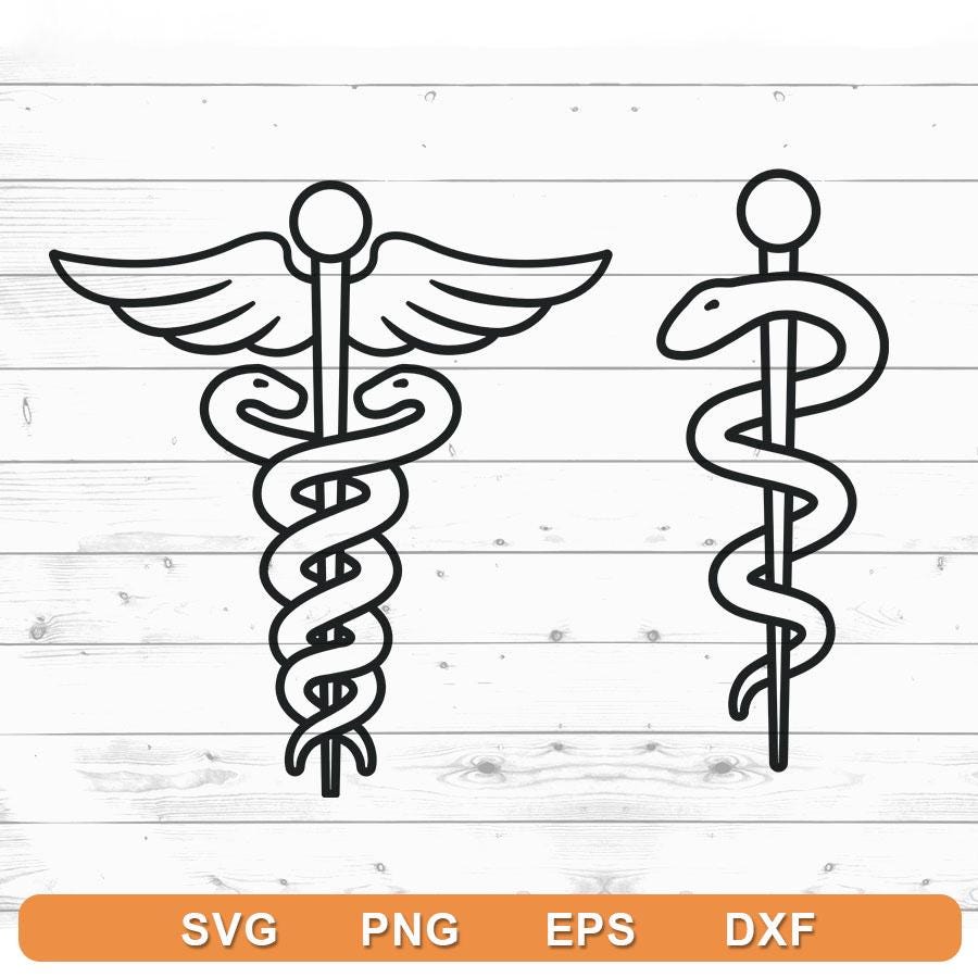 Rod of Asclepius & Caduceus SVG: Medical Symbol Files (digital Download ...