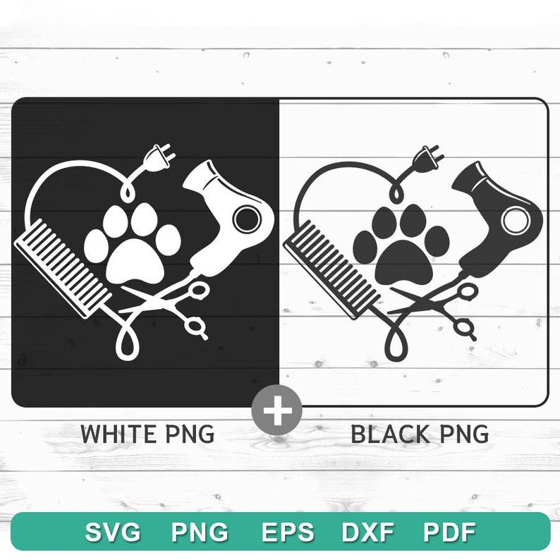 Dog Grooming Heart SVG Cut Files: Pet Stylist Design (digital Download ...