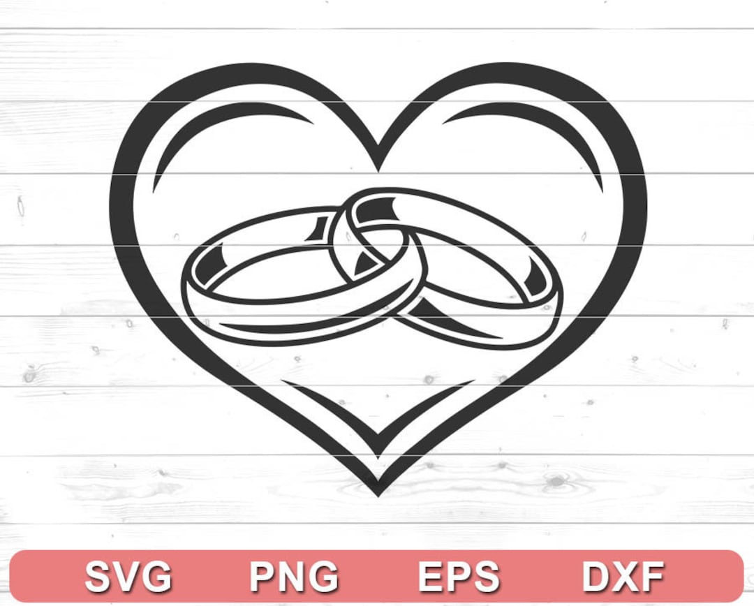 Wedding Rings Heart SVG - Love Marriage Jewellery Celebrate Engagement ...