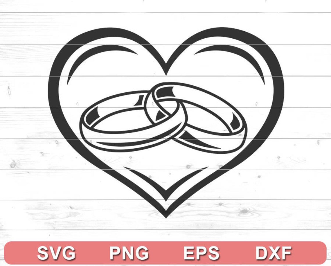 Wedding Rings Heart SVG - Love Marriage Jewellery Celebrate Engagement ...